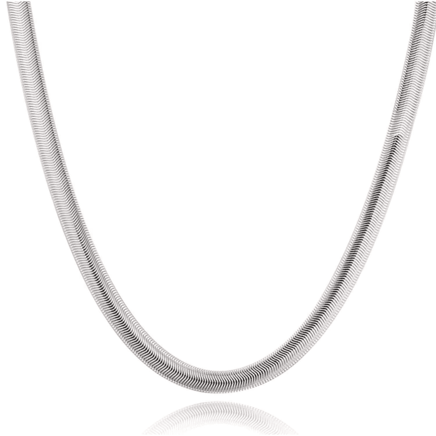 Ice City 925 Sterling Silver Coated Snake Chain Herringbone Necklace ...