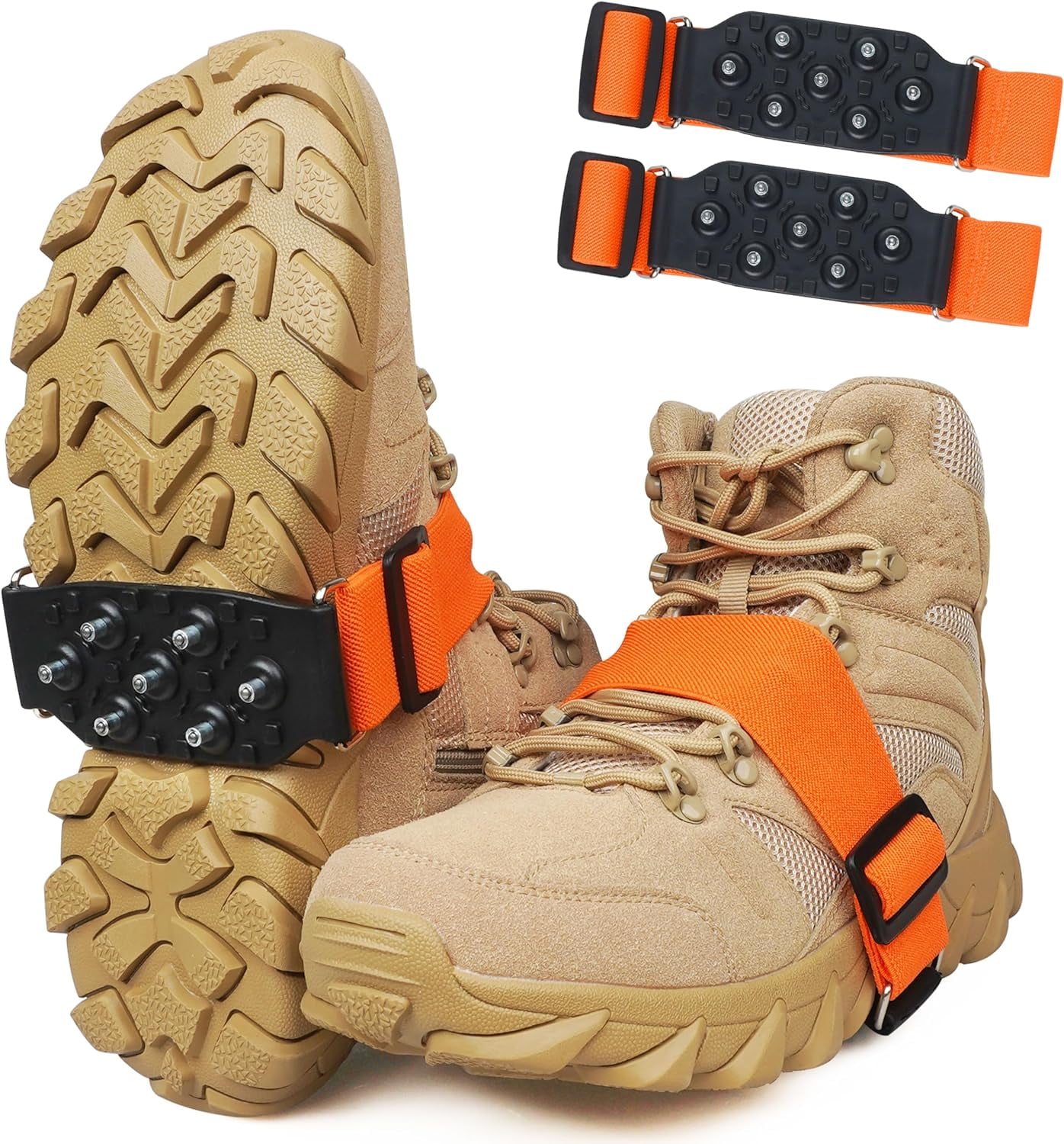 Unisex Adjustable Ice Cleats with 7-Point Grips, Spikes, Mid-Sole ...