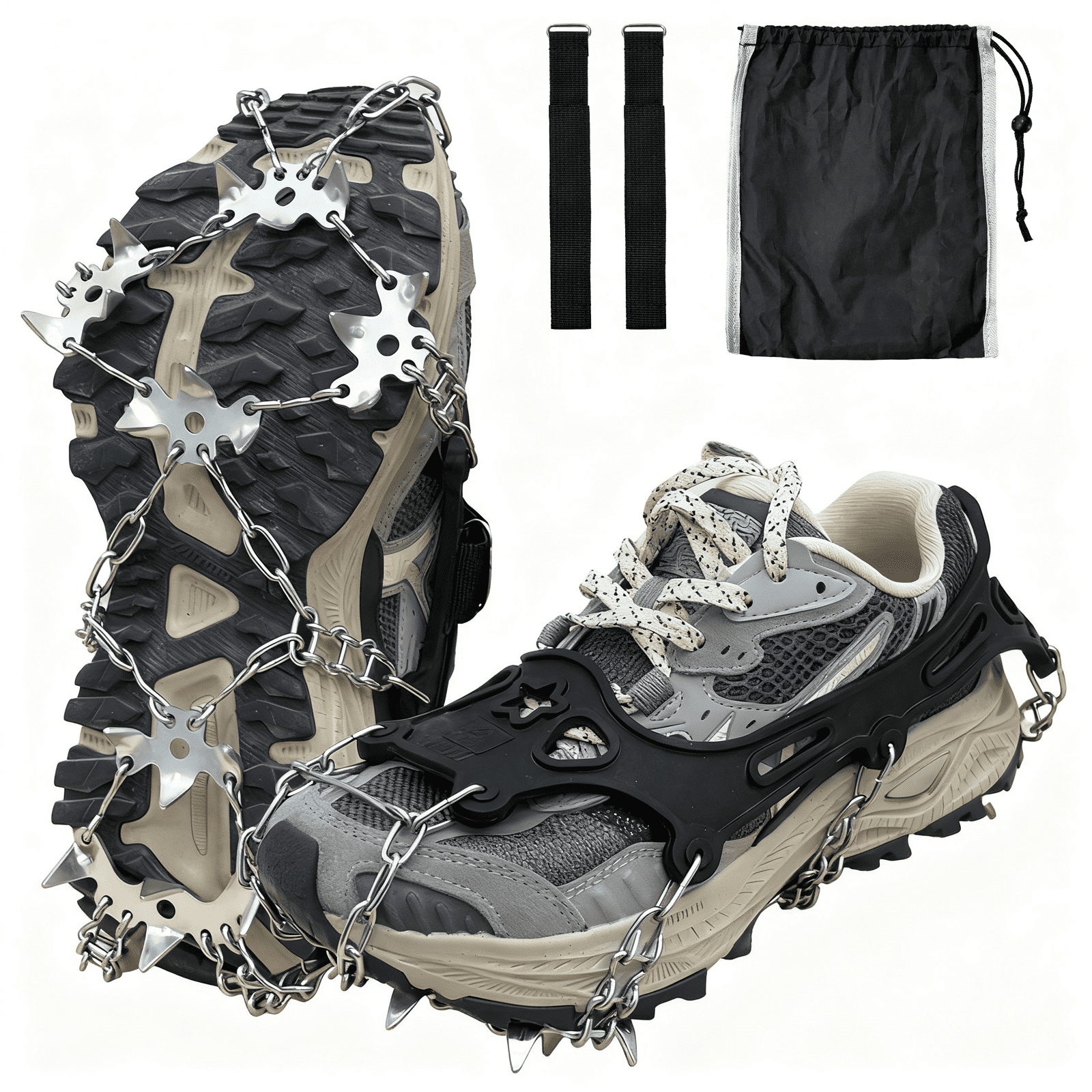 Ice Cleats for Shoes and Boots, 19 Stainless Steel Spikes Crampons ...
