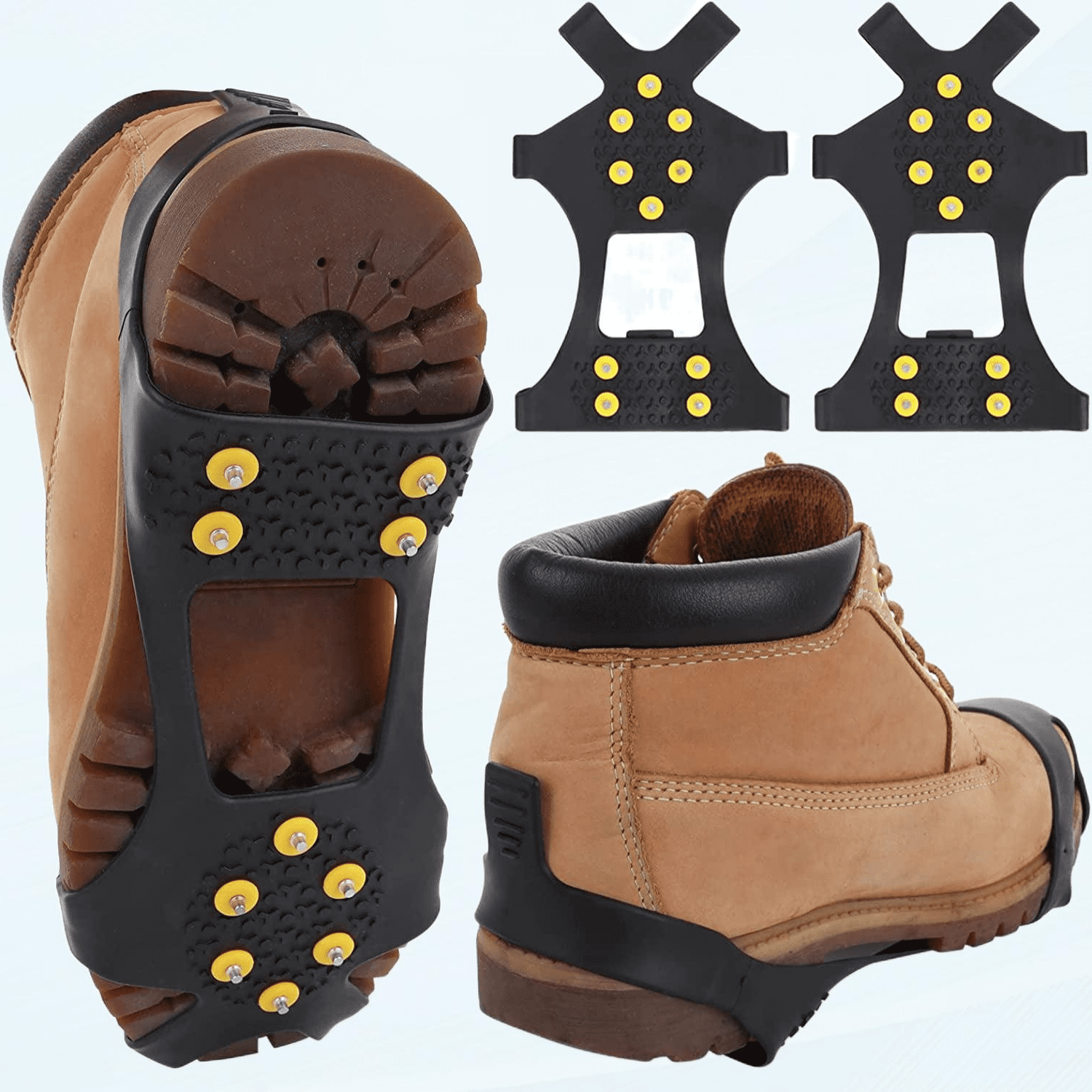 Ice Cleats for Shoes and Boots, Silicone Ice Snow Grips Stainless Steel ...