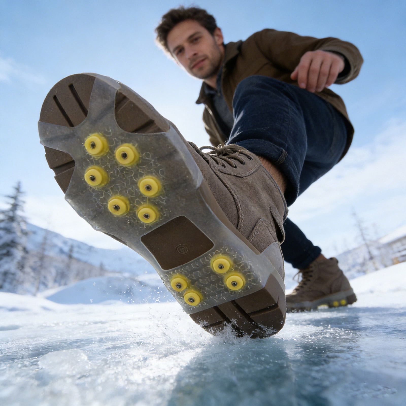 Ice Cleats for Shoes Winter - 10 Steel Spikes Traction Devices, Non ...