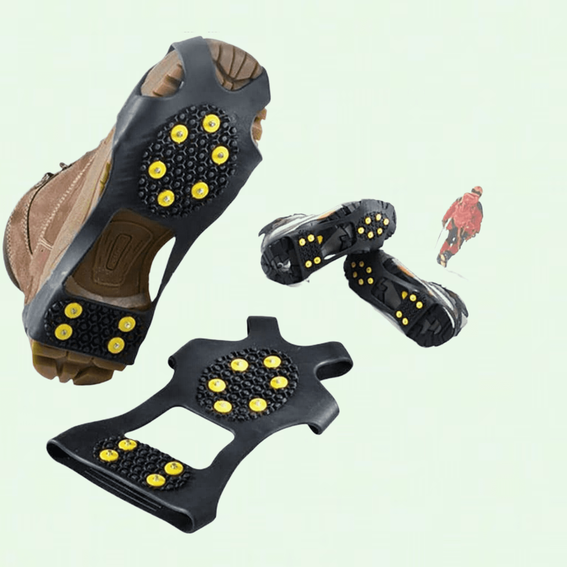 Ice Cleats Snow Grippers AntiSlip Crampons Traction Spikes Over Shoe ...