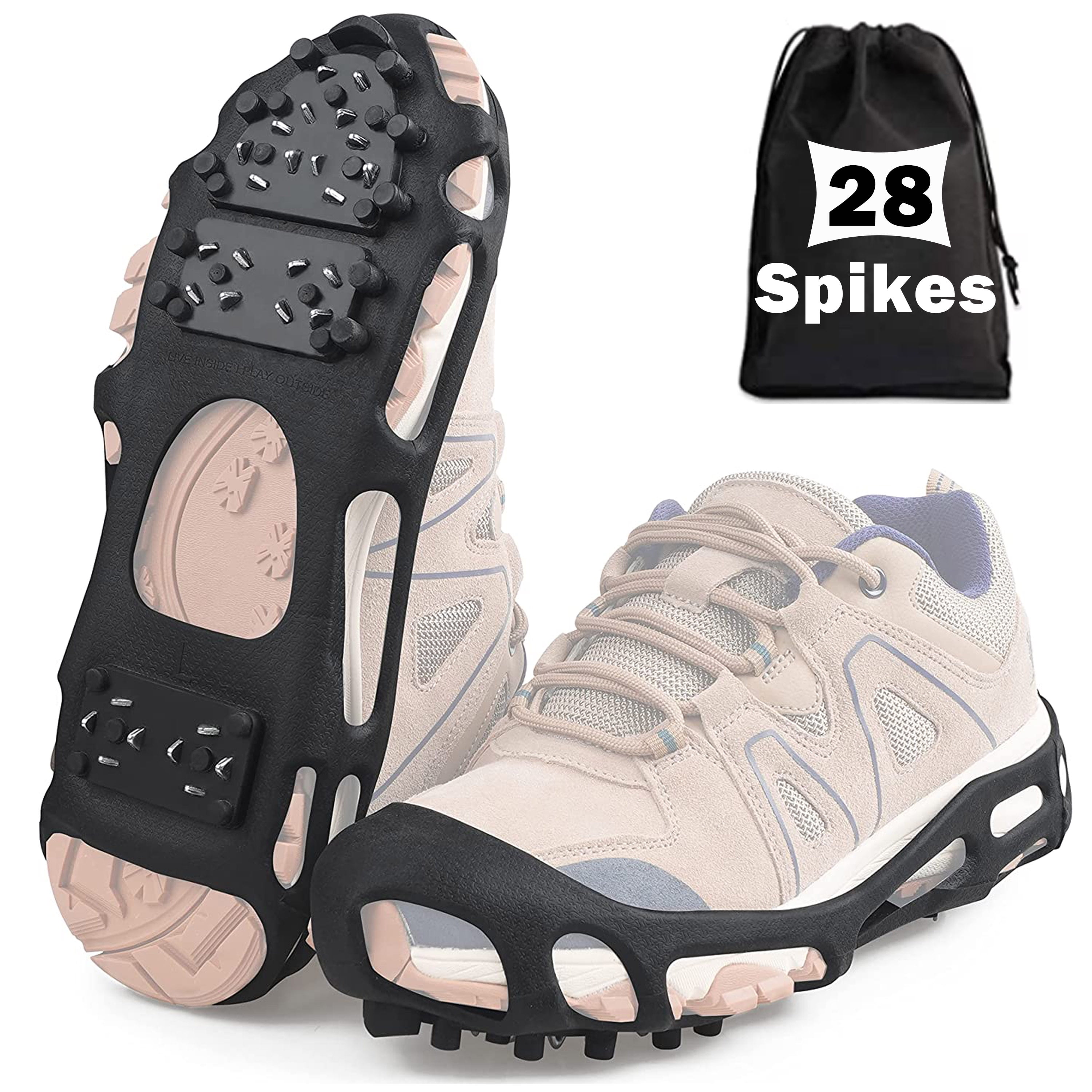 Upgraded 28 Studs Ice Cleats, Snow Traction Crampons for Walking, Non ...