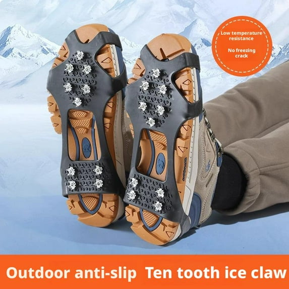 Ice Cleats for Shoes, 10-Tooth Stainless Steel Traction Spikes, Anti ...