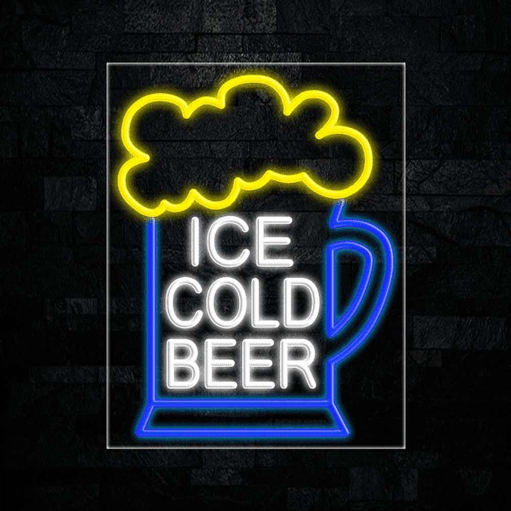 Ice Cold Beer LED Neon Sign 28"L x 22"H #31735 - Walmart.com