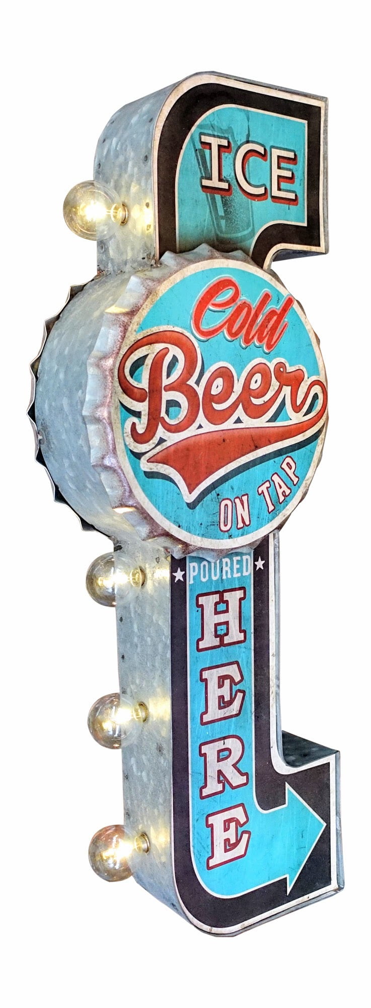 Ice Cold Beer 'On Tap' LED Marquee Sign, Vintage Retro Decor for Game ...