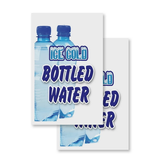 Ice Cold Bottled Water (2-PACK) 24" x 36" Vinyl Decals | Sign Insert ...