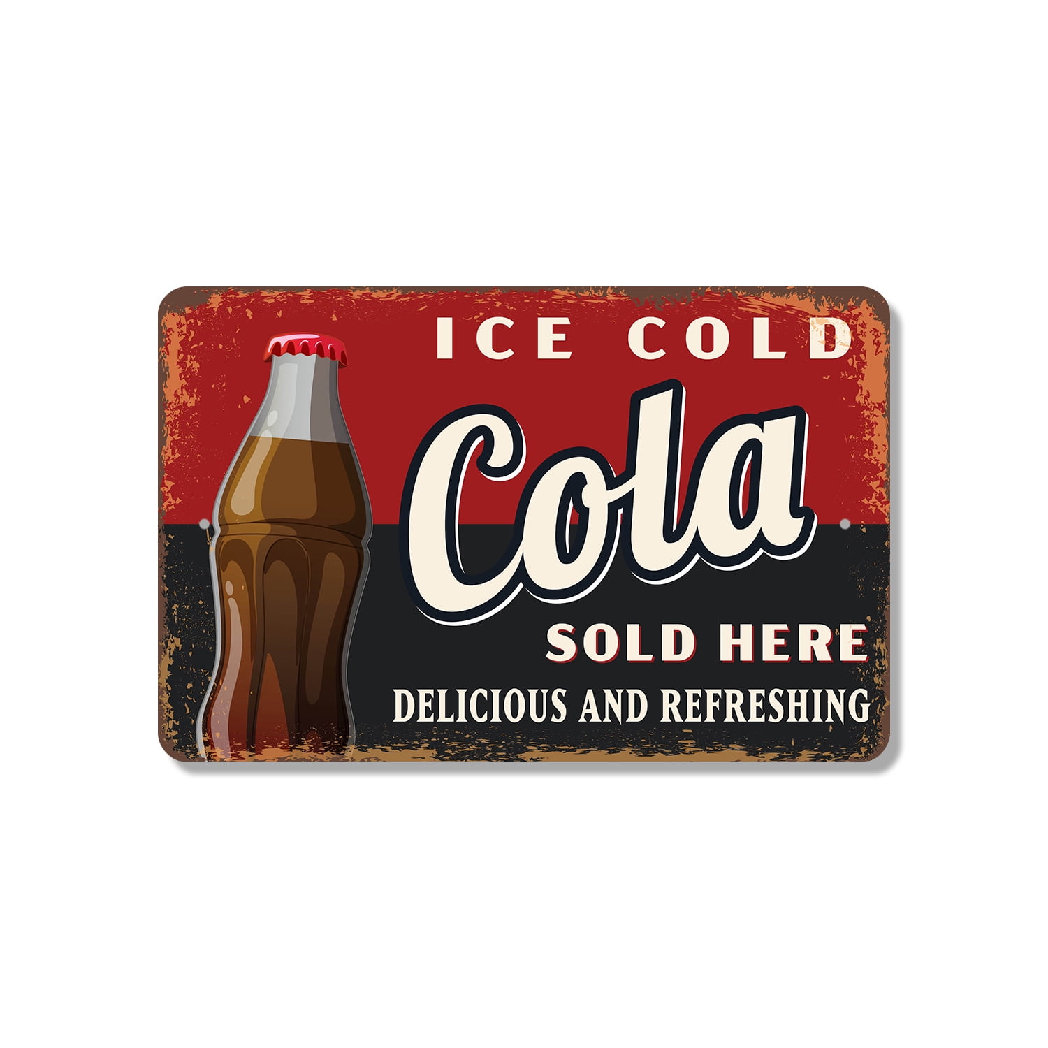Ice Cold Cola 8 Inch x 12 Inch Novelty Plastic Sign Fizz Pop Ahh ...
