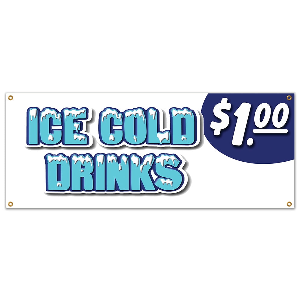Ice Cold Drinks 1 Banner 18" X 48" Heavy Duty 13 Oz Vinyl Banners with ...