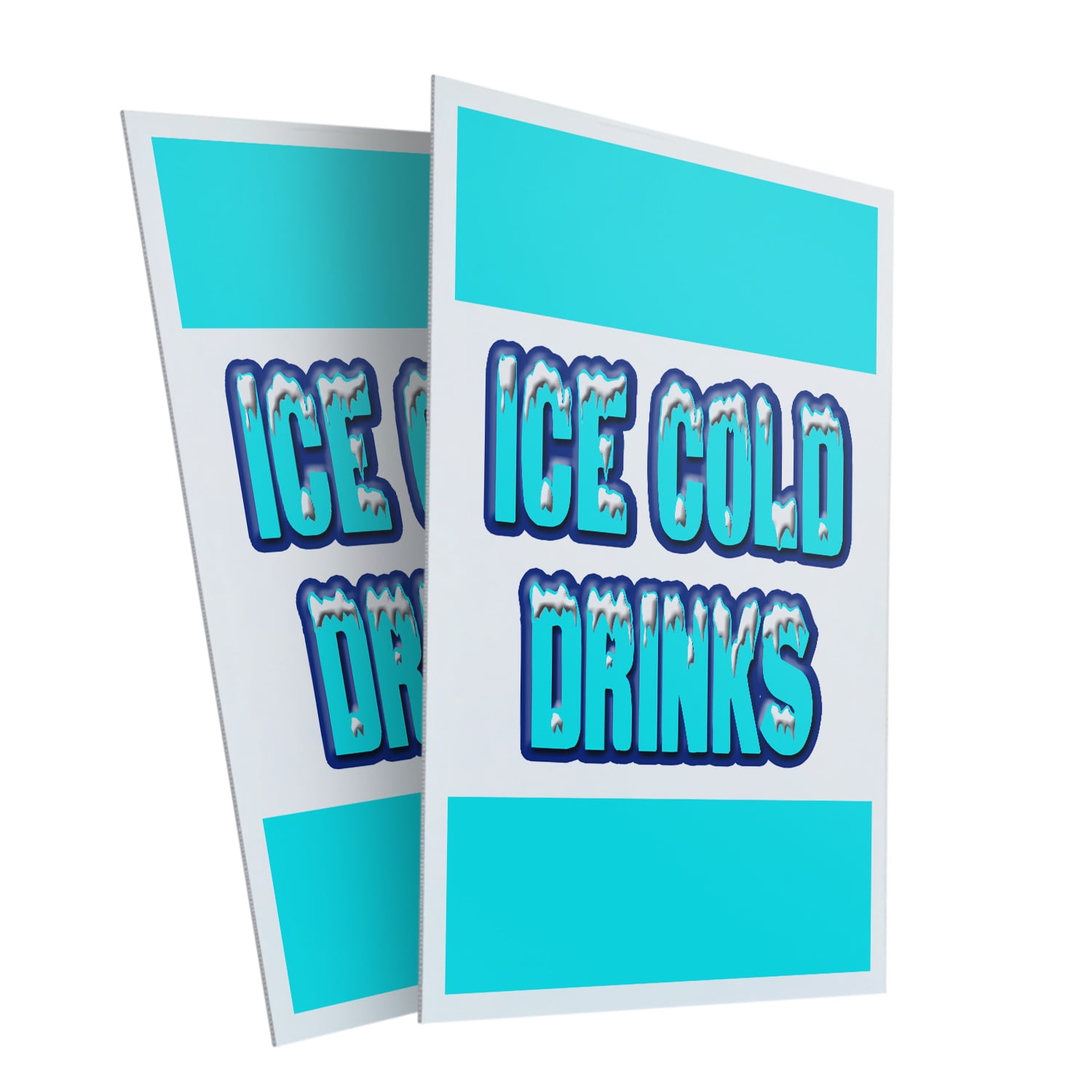Ice Cold Drinks (2-PACK) 24" x 36" Plastic Signs | Sign Insert 4mm ...