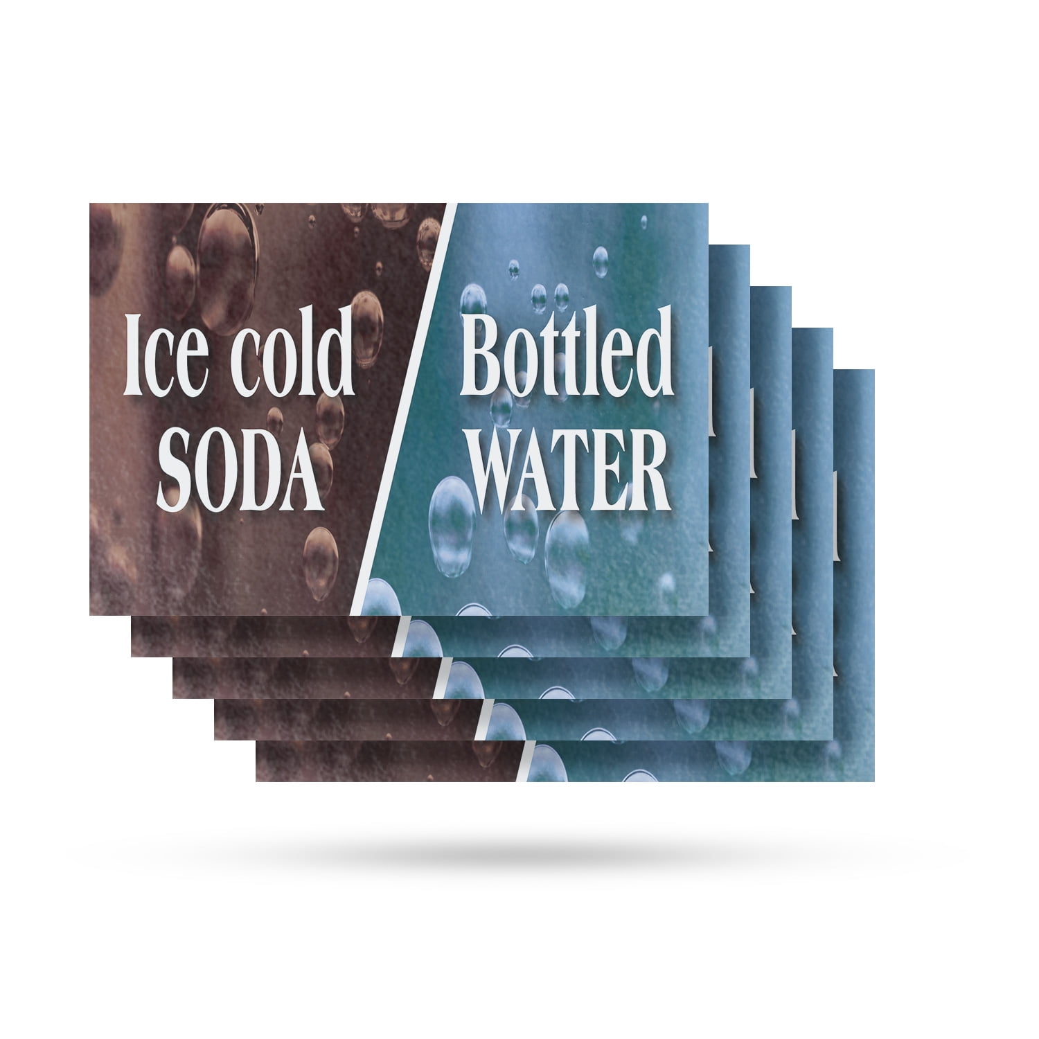 Ice Cold Soda & Bottled Vinyl Decal 5 Pack of 12 Inch x 16 Inch ...