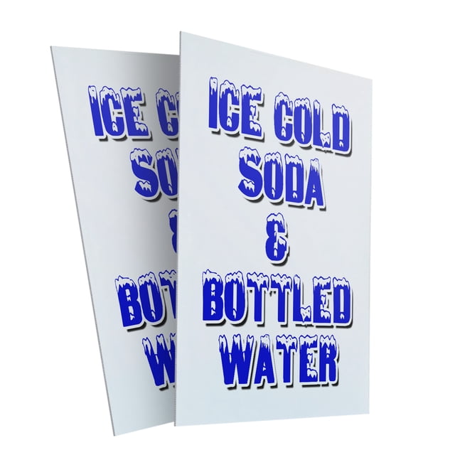 Ice Cold Soda & Bottled Water (2-PACK) 24" x 36" Plastic Signs | Sign ...