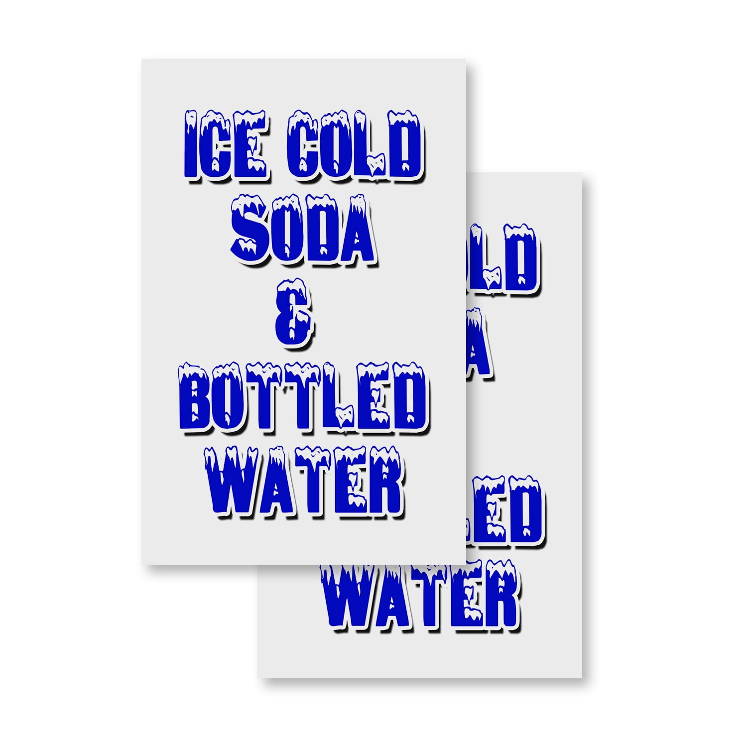 Ice Cold Soda & Bottled Water (2-PACK) 24" x 36" Vinyl Decals | Sign ...
