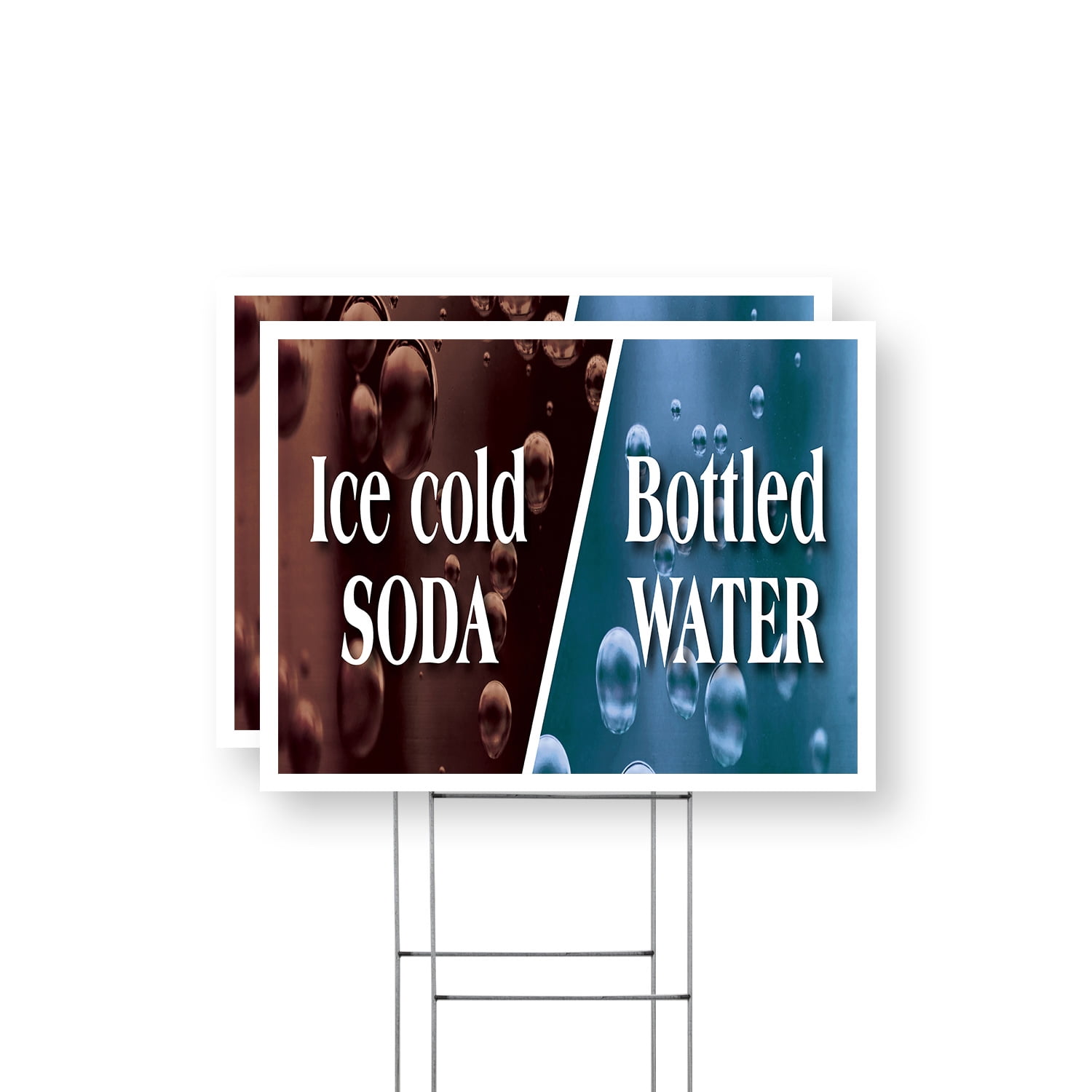 Ice Cold Soda & Bottled Yard Sign 2 Pack of 18 Inch x 24 Inch Double ...