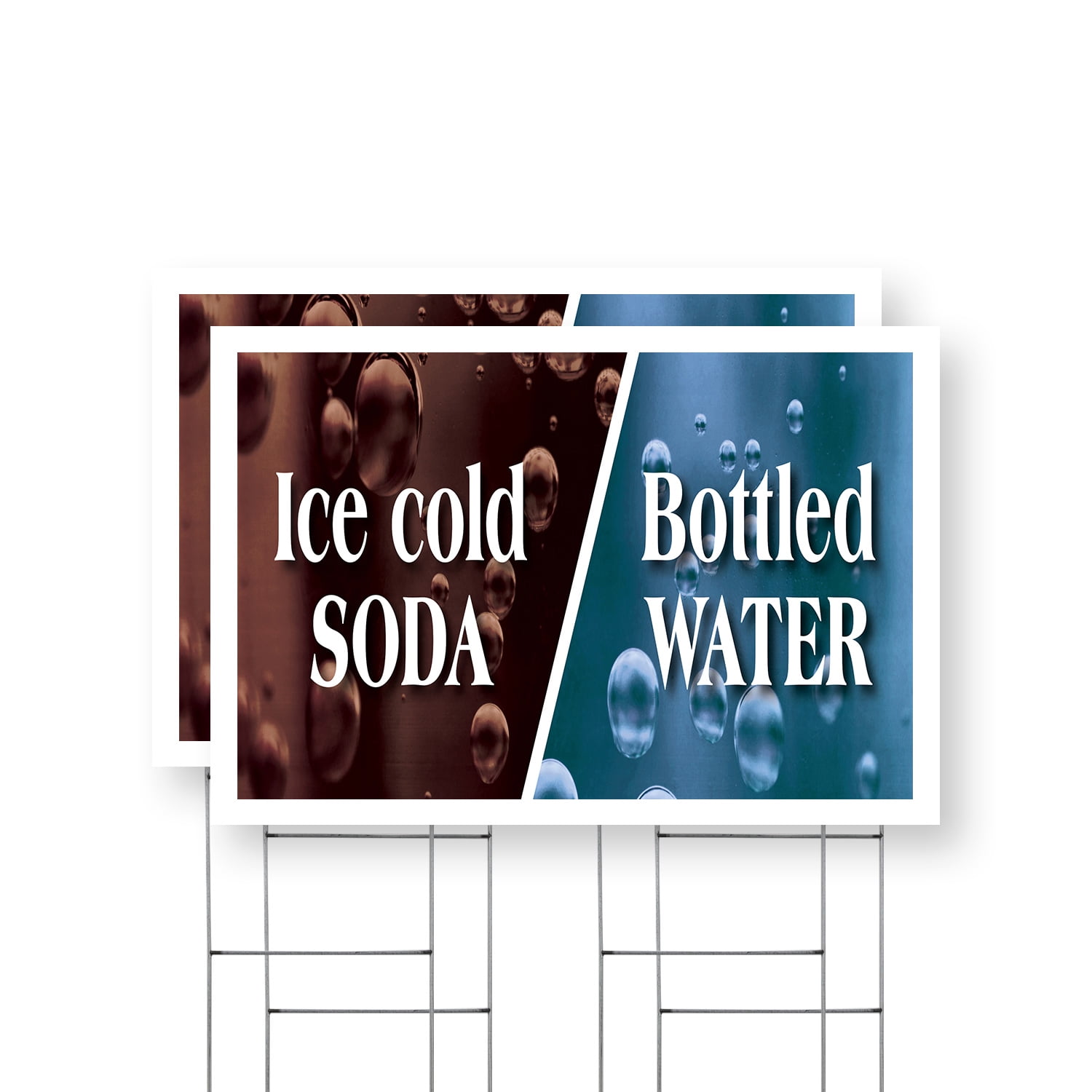 Ice Cold Soda & Bottled Yard Sign 2 Pack of 24 Inch x 36 Inch Double ...