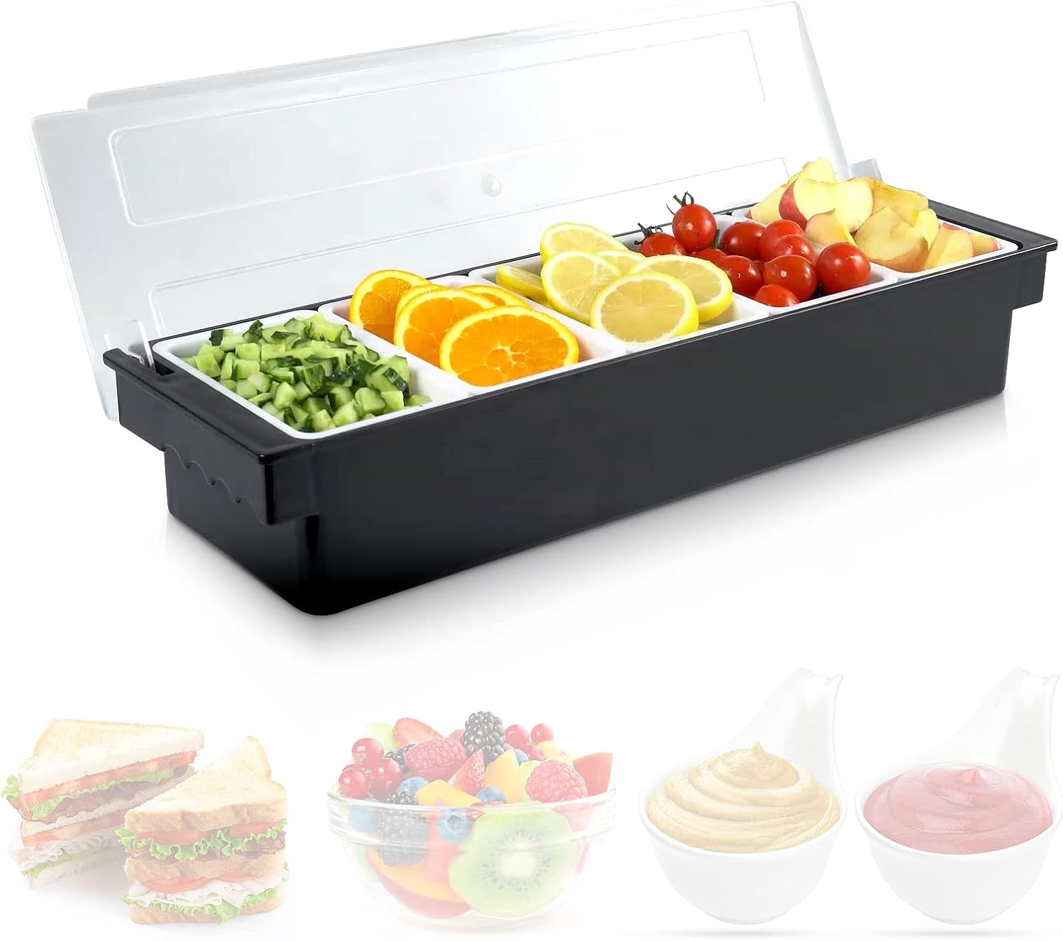 Ice Cooled Condiment Serving Container Fruit Veggie Condiment Caddy ...