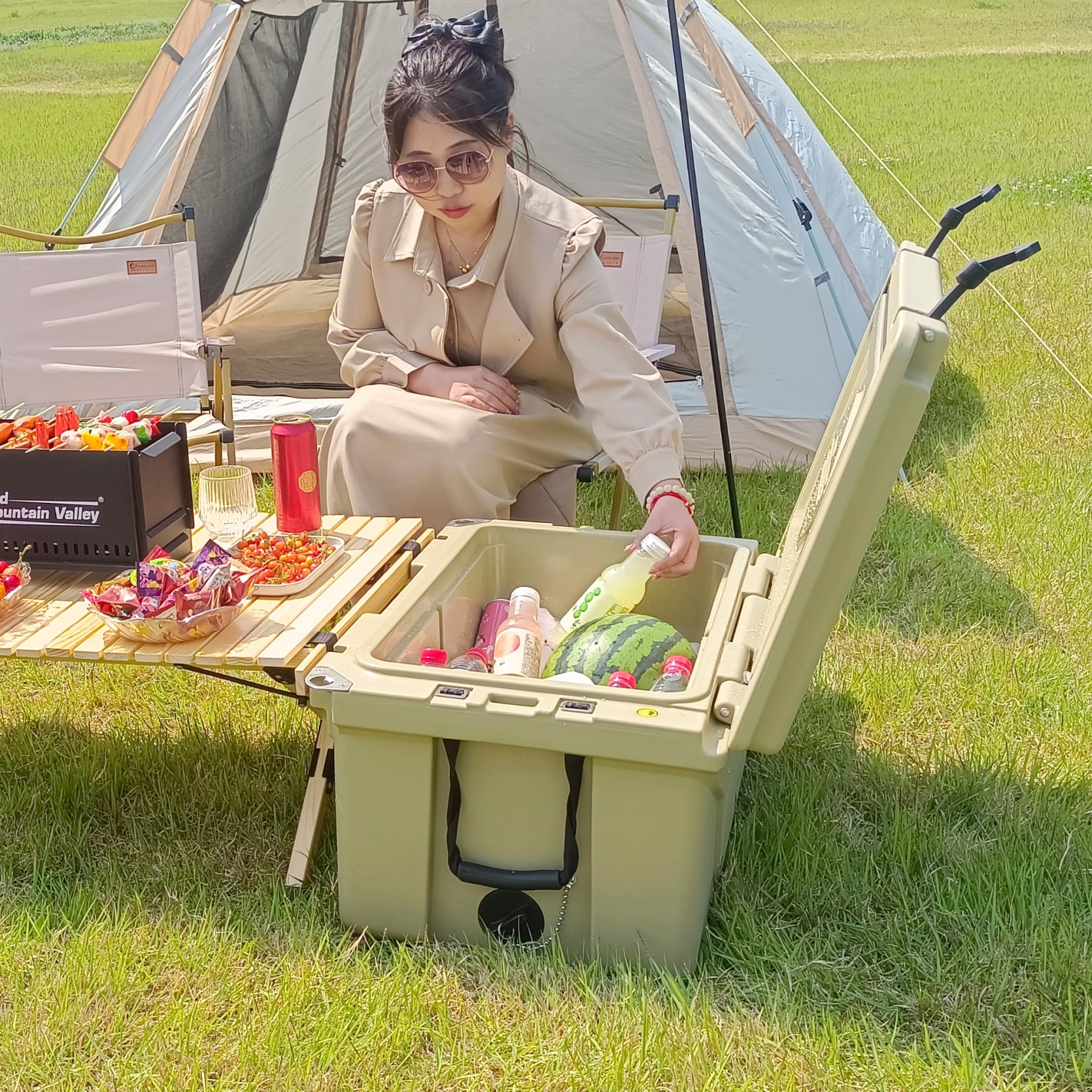 Ice Cooler Box,65qt Camping Ice Chest Beer Box, Outdoor Fishing Cooler ...