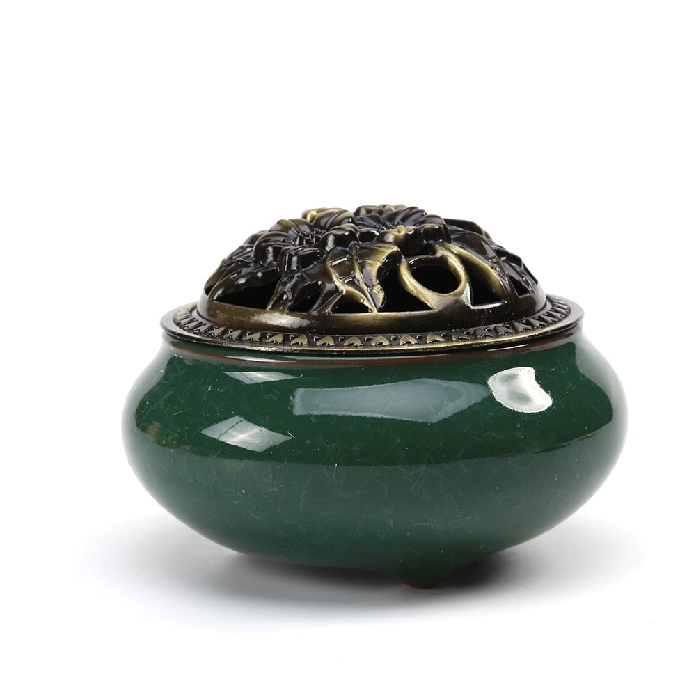 LamDawn Handmade Ceramic Incense Burner, Ice Crack Texture, 7.3CM ...
