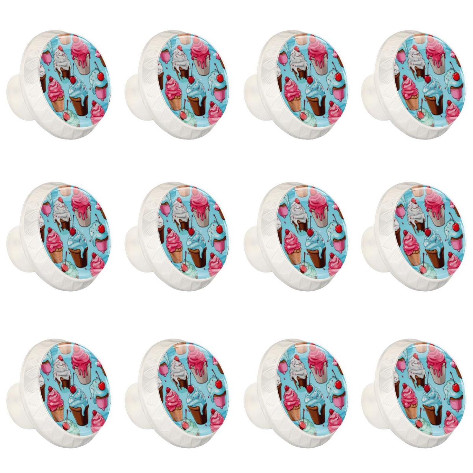 Ice Cream 12 Pcs White Round Drawer Pulls with Screws,ABS and Glass ...