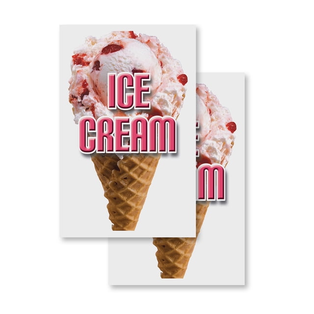 Ice Cream (2-PACK) 24" x 36" Vinyl Decals | Sign Insert Peel & Stick ...
