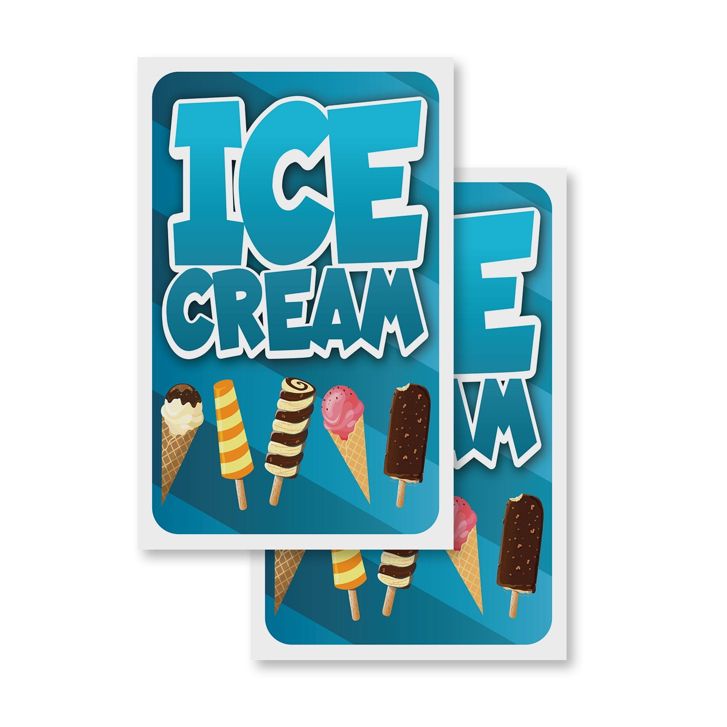 Ice Cream (2-PACK) 24" x 36" Vinyl Decals | Sign Insert Peel & Stick ...