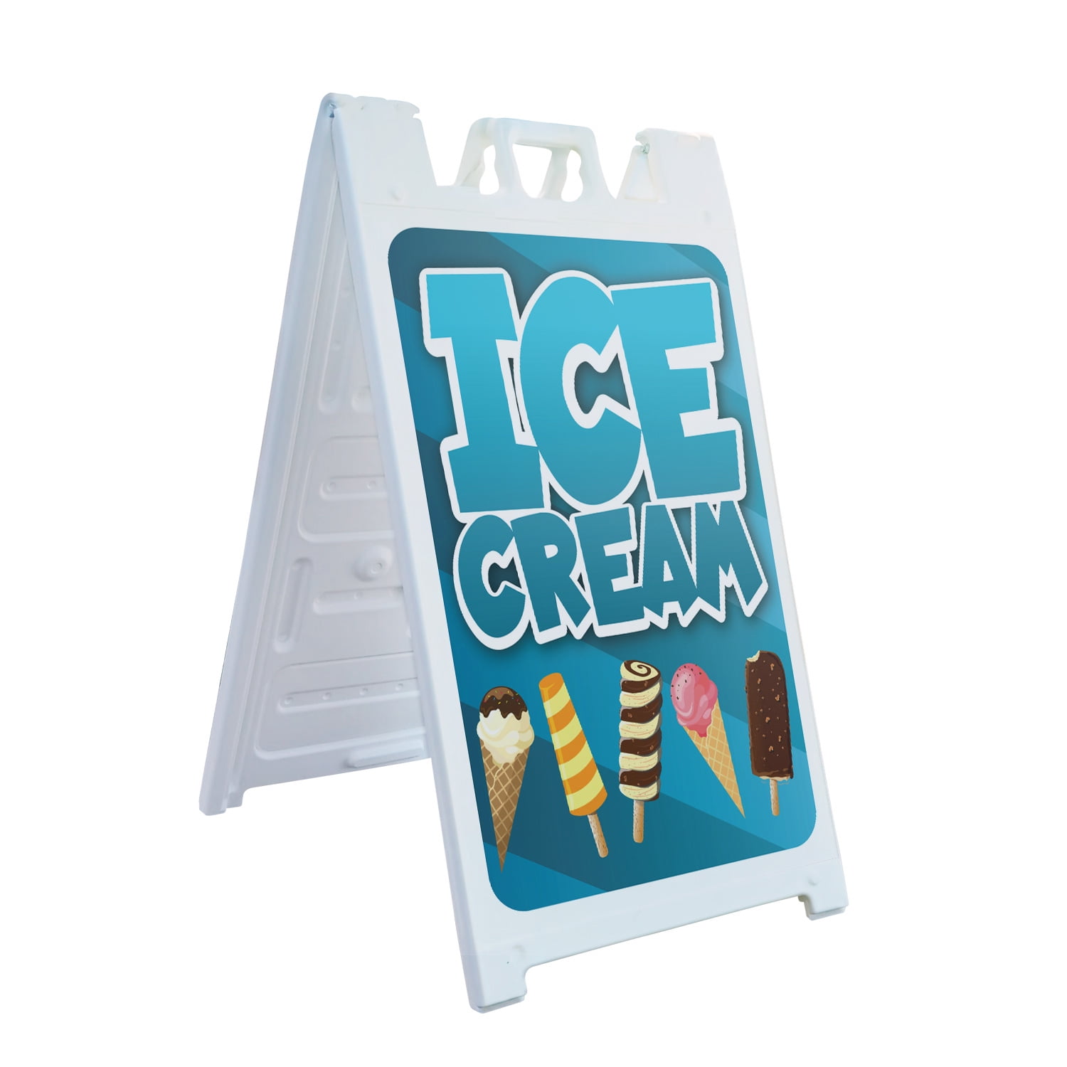 Ice Cream 24" x 36" Double Sided A-Frame Sidewalk Sign, Includes 2 ...