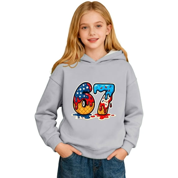 Ice Cream 67 Hoodies for Kids Boys Graphic Print Hooded Sweatshirt Long ...