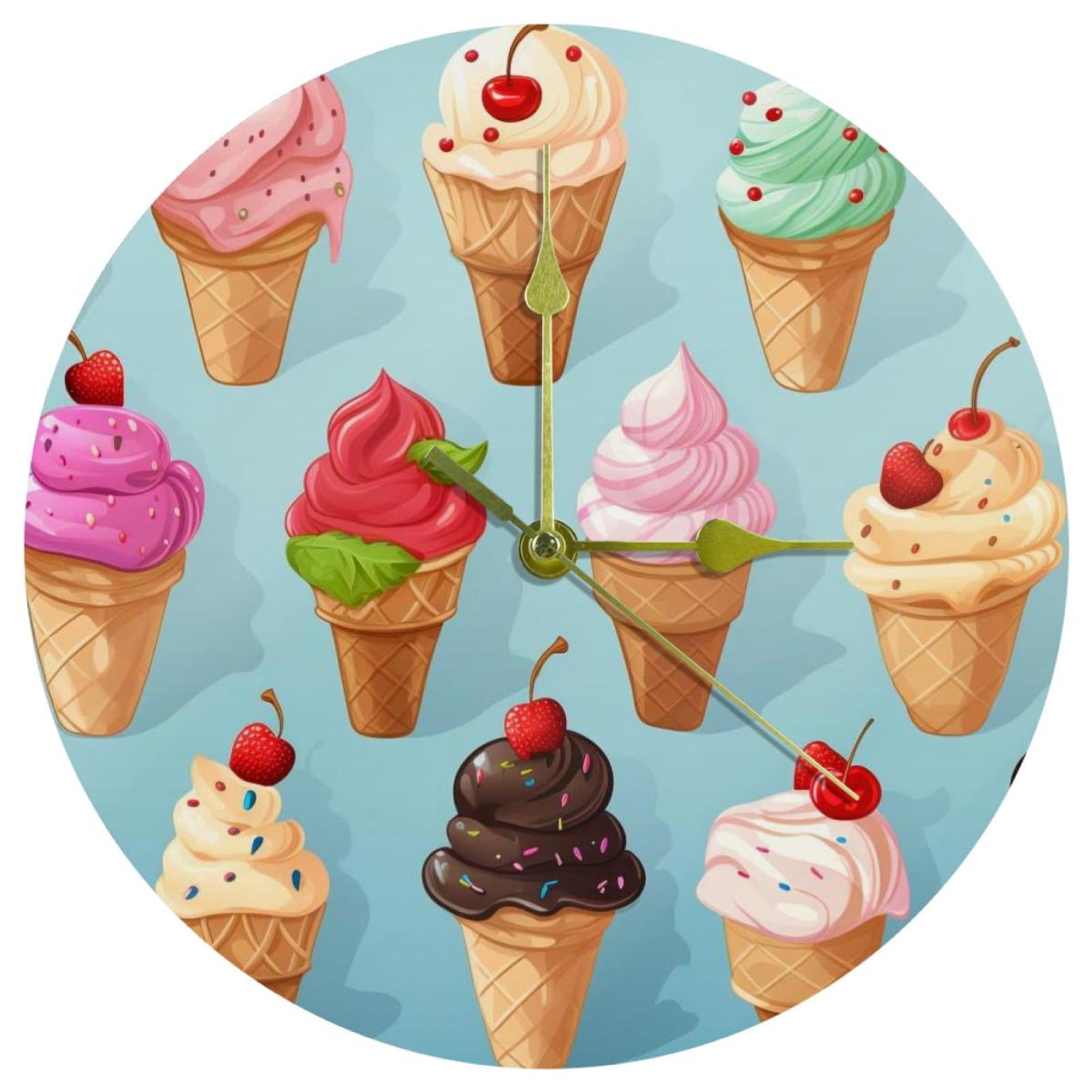 Ice Cream Acrylic Circular Wall Clock - Sleek Design, Silent Sweep ...