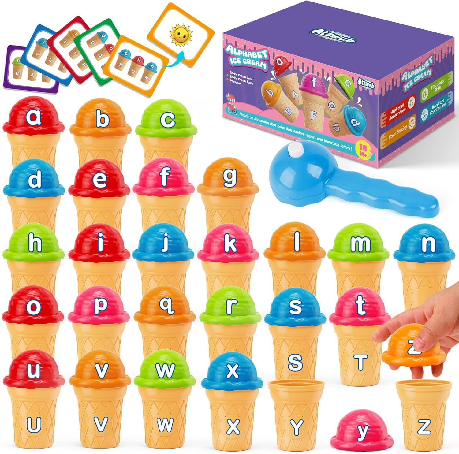 Ice Cream Alphabet Learning Toys,Color Sorting Matching Letter Game for ...