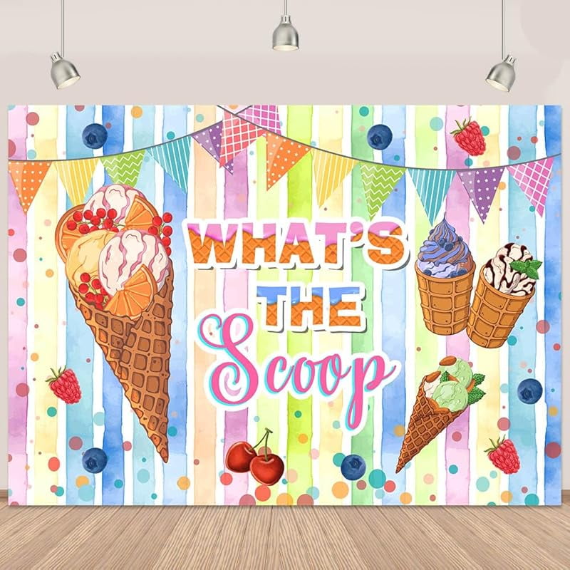 Ice Cream Backdrop for Birthday Party What's The Scoop Ice Cream Banner ...