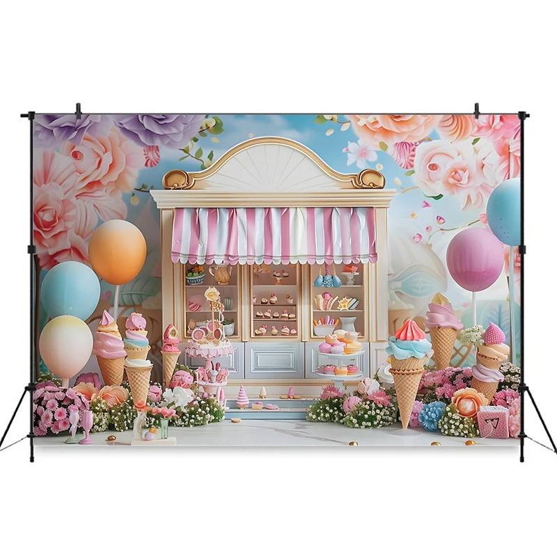 Ice Cream Backdrop For Photography Cake Crush Dessert Shop Balloon ...