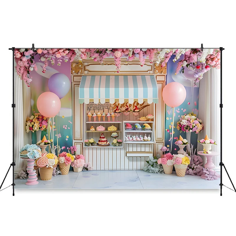 Ice Cream Backdrop For Photography Cake Crush Dessert Shop Balloon ...