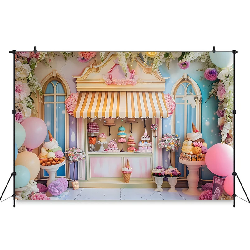 Ice Cream Backdrop For Photography Cake Crush Dessert Shop Balloon ...