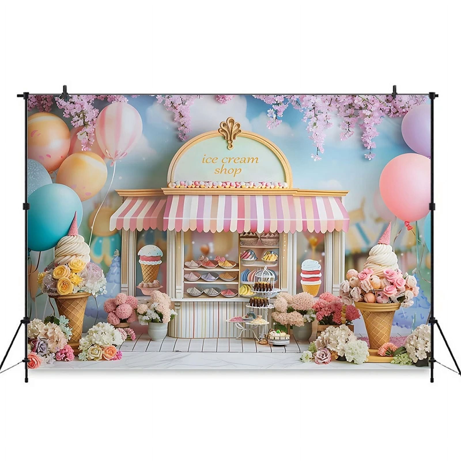 Ice Cream Backdrop For Photography Cake Crush Dessert Shop Balloon ...