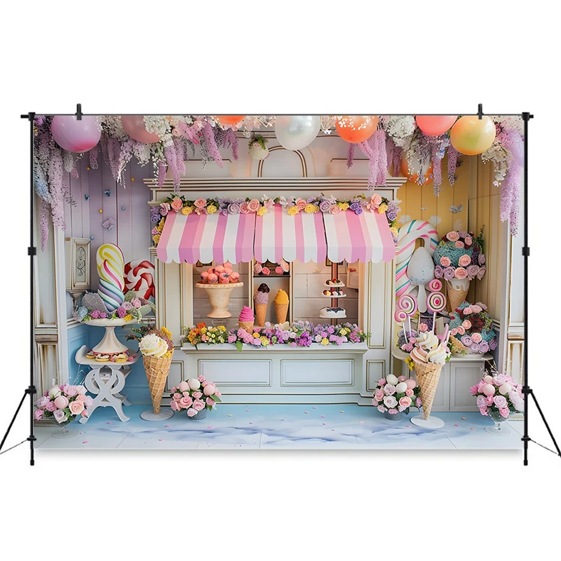 Ice Cream Backdrop For Photography Cake Crush Dessert Shop Balloon ...