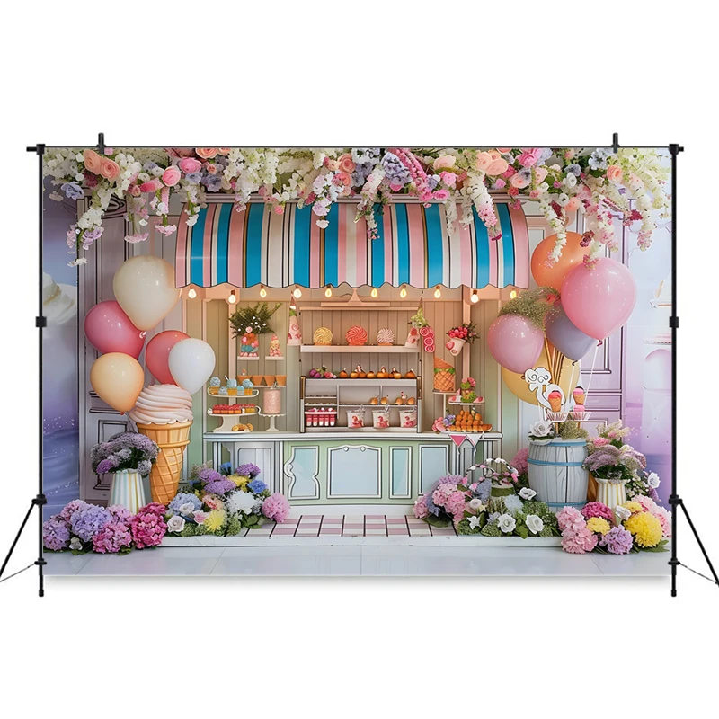 Ice Cream Backdrop For Photography Cake Crush Dessert Shop Balloon ...