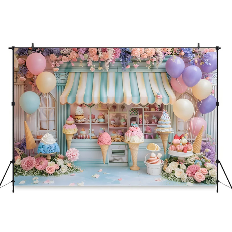 Ice Cream Backdrop For Photography Cake Crush Dessert Shop Balloon ...
