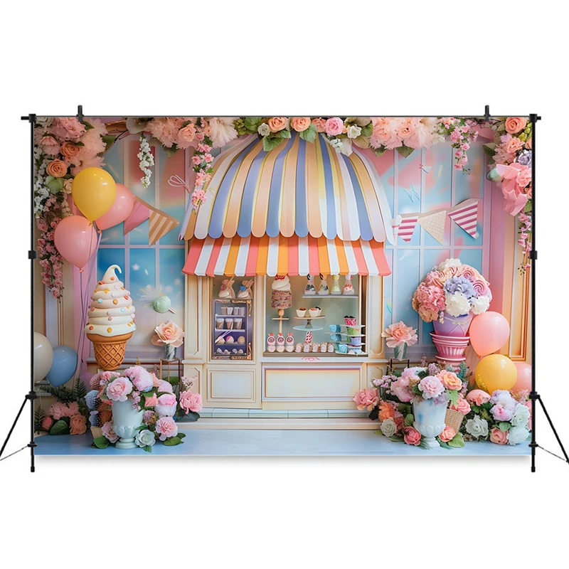 Ice Cream Backdrop For Photography Cake Crush Dessert Shop Balloon ...