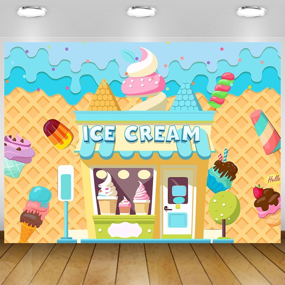Ice Cream Backdrop Summer Ice Cream Birthday Backdrop Ice Cream Parlor ...