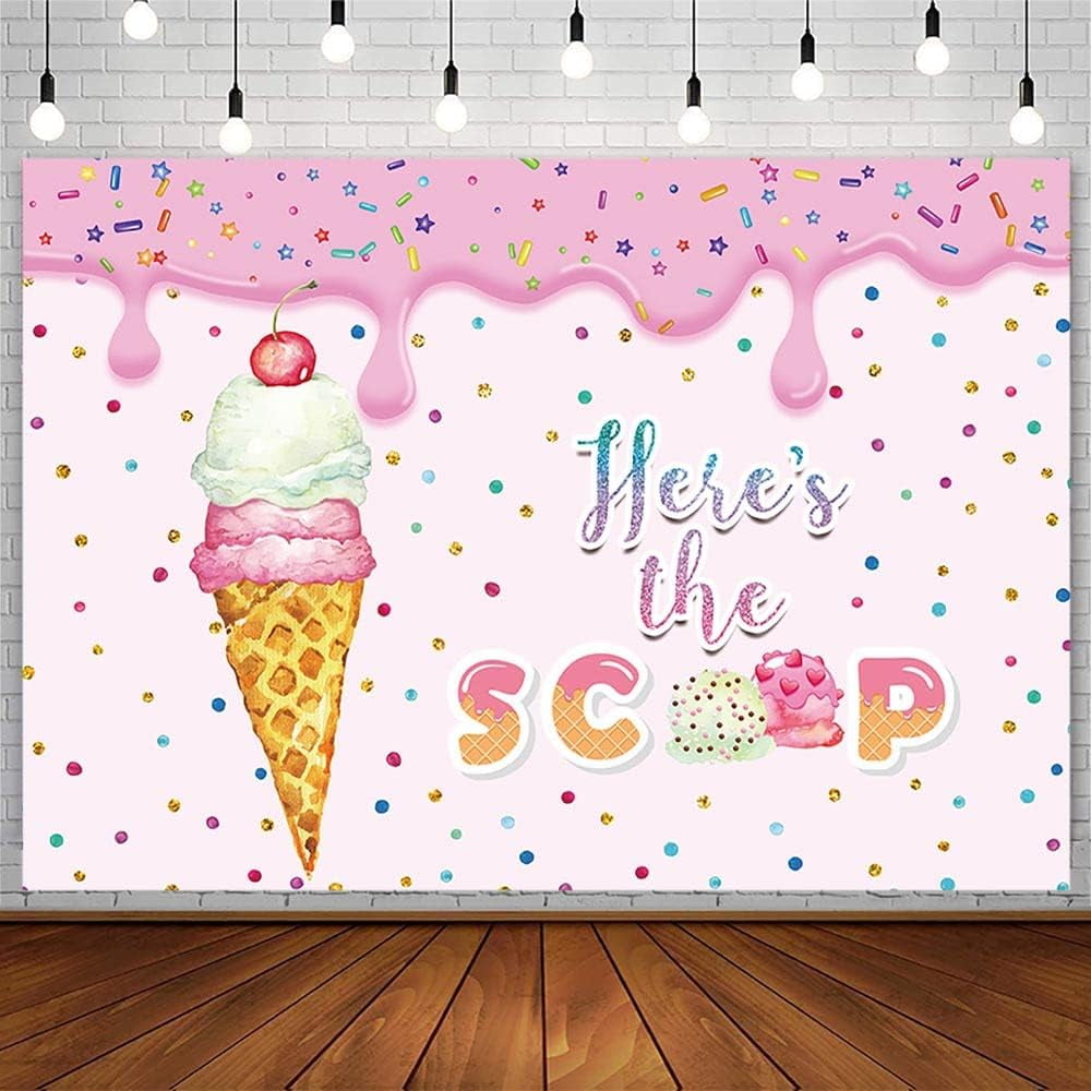 Ice Cream Backdrop for Sweet Girls Summer Here's The Scoop Birthday ...