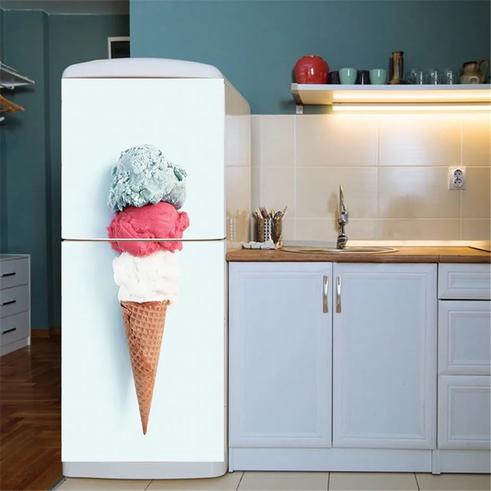 Ice Cream Ball Refrigerator Sticker Kitchen Restaurant Fridge Wrap Door ...