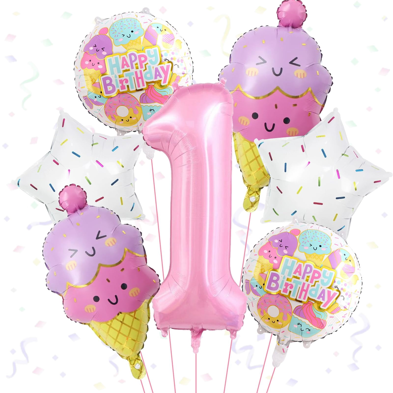 Ice Cream Balloons Pink Number 1 KKS1 Balloon Ice Cream Themed Party ...