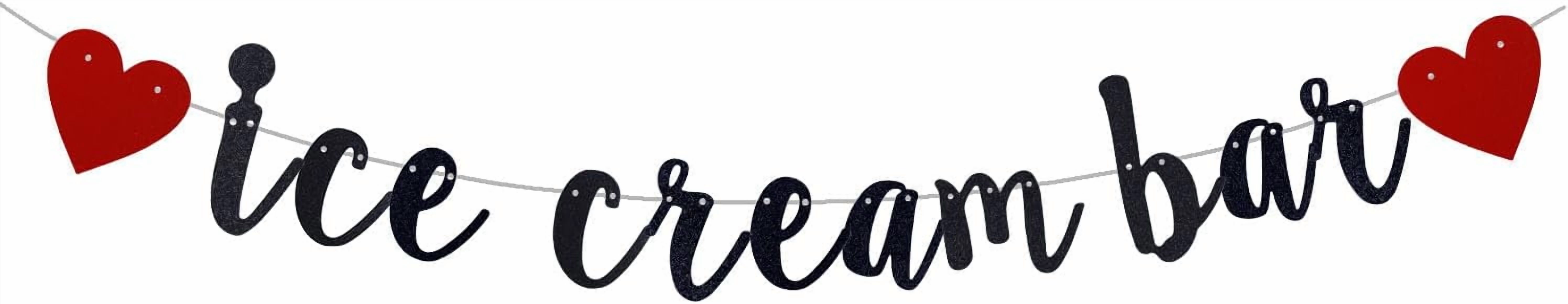 Ice Cream Bar Banner Sign Black Glitter Garland Ice Cream Themed ...