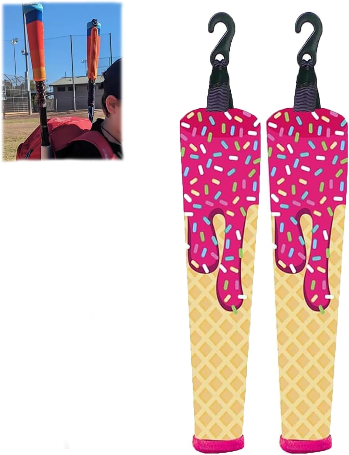 Ice Cream Baseball Bat Handle Cover with Hook – 2025 New Soft Grip Wrap ...