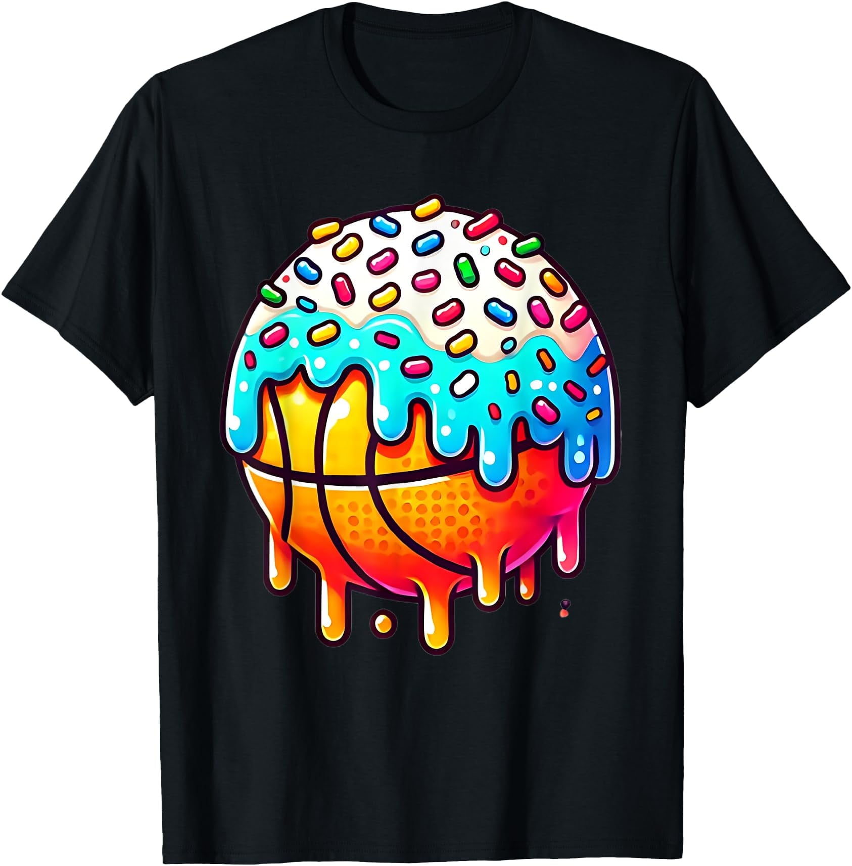 Ice Cream Basketball Drip Funny Stuff Softstyle T-Shirt for Men Women ...