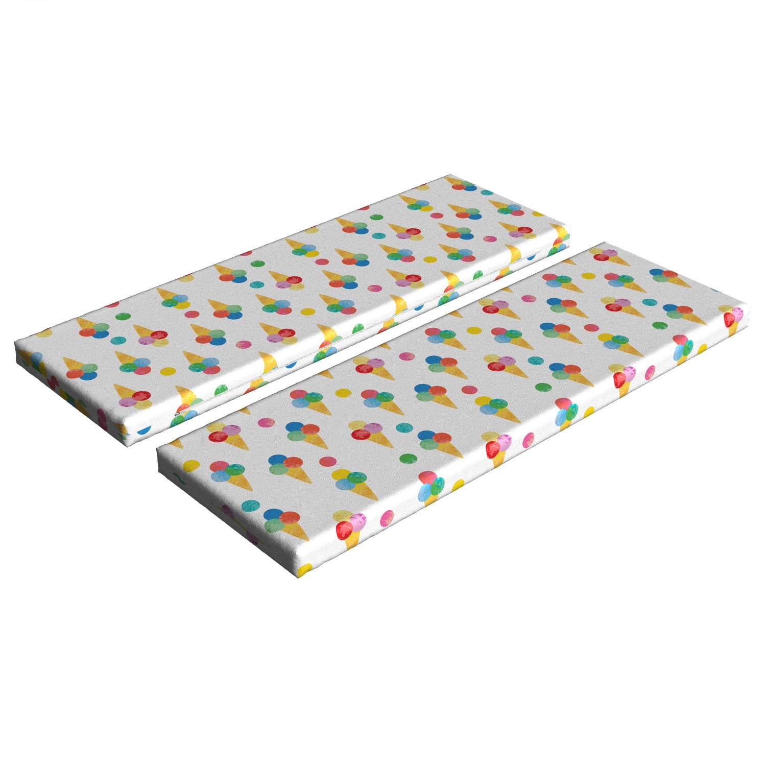 Ice Cream Bench Cushion Set of 2, Yummy Refreshments of Summertime ...
