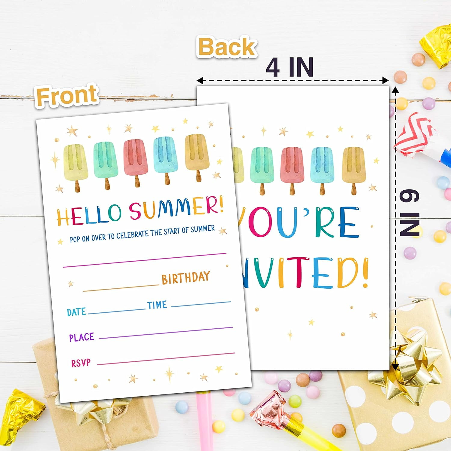 Ice Cream Birthday Invitations, Summer Pool Party Invitations, Birthday ...