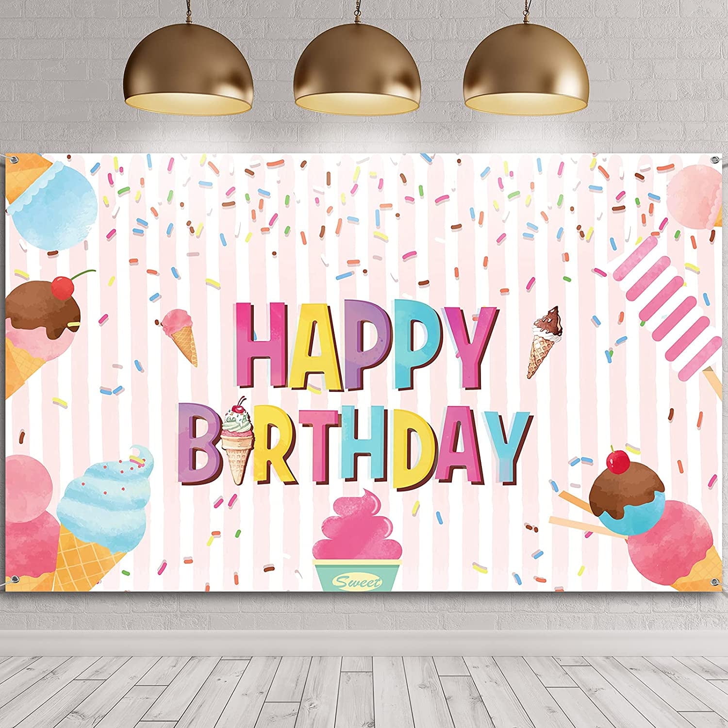 Ice Cream Birthday Party Backdrop Decorations Sweet Summer Ice Cream ...