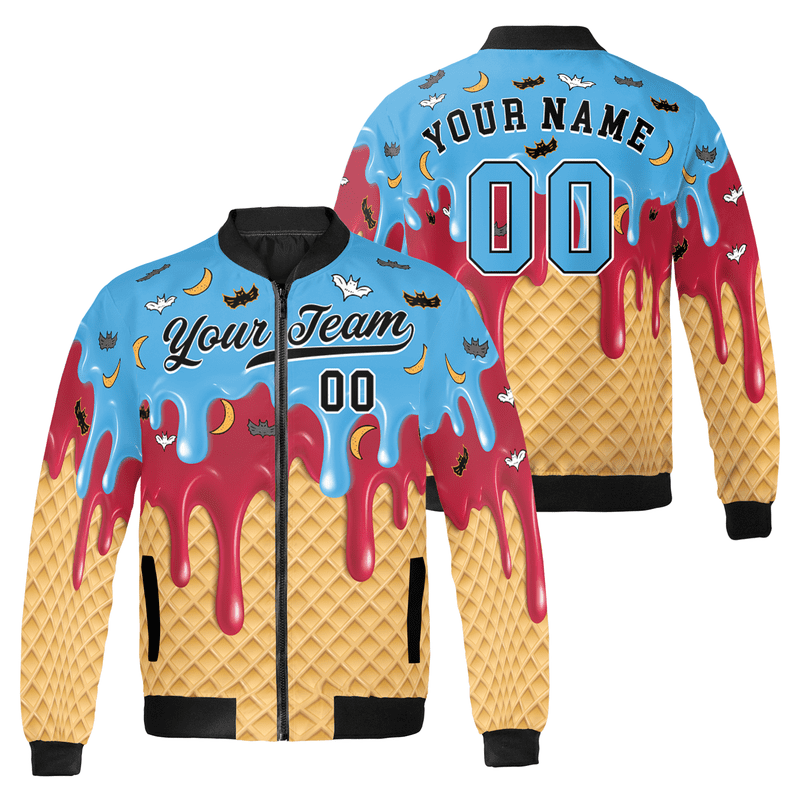 Ice Cream Bomber Jacket – Custom Name & Team Number – Fun Streetwear ...