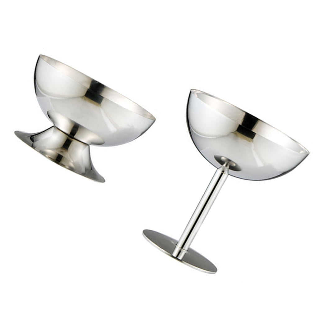 Ice Cream Bowls with Wide Base Dessert Glasses Stainless Steel Cup with ...